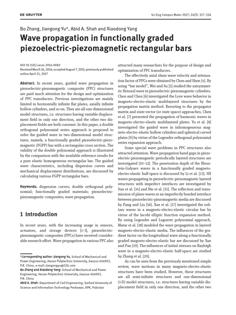 Wave Propagation in Functionally Graded Piezoelect | PDF | Waves | Physical Phenomena
