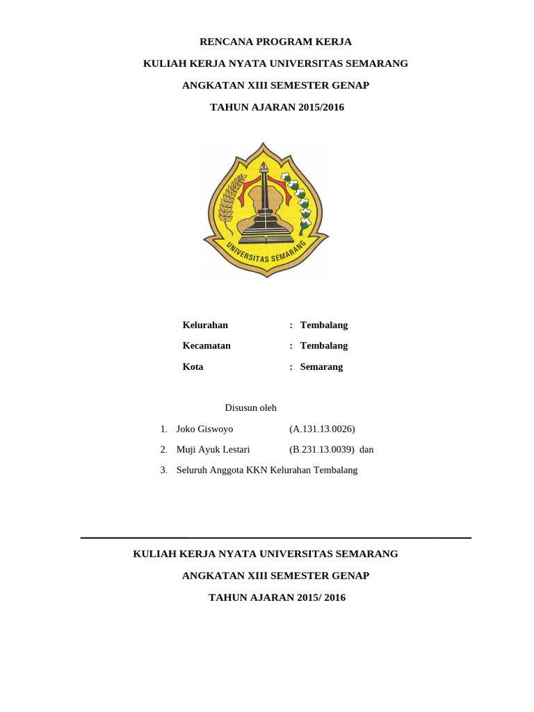 Edit Proposal Proker Kelompok Kelurahan Tembalang | PDF