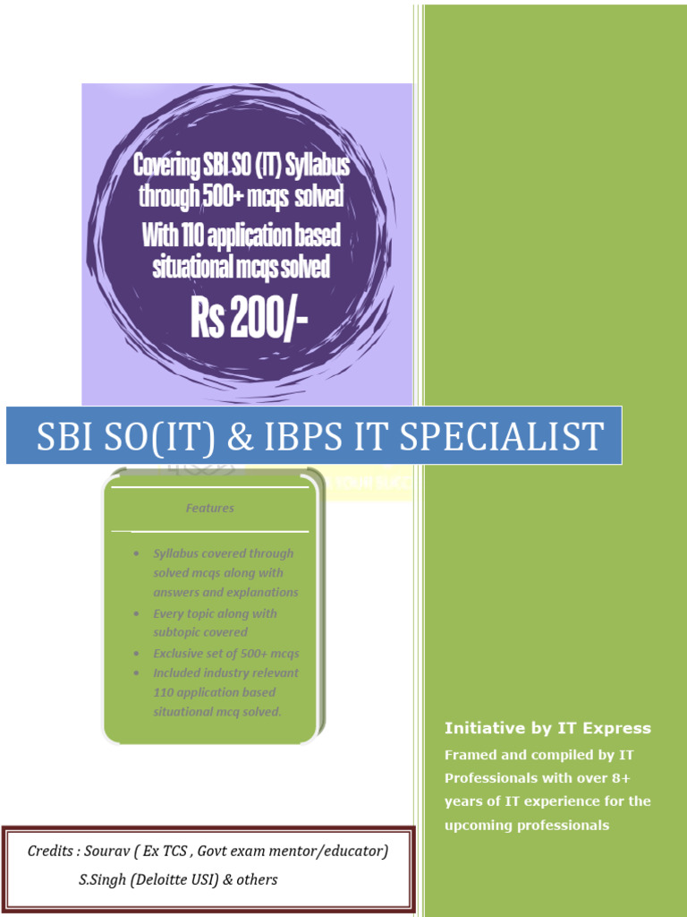 Sbi(So) It Mcq Course | PDF | Inheritance (Object Oriented Programming) | Method (Computer ...