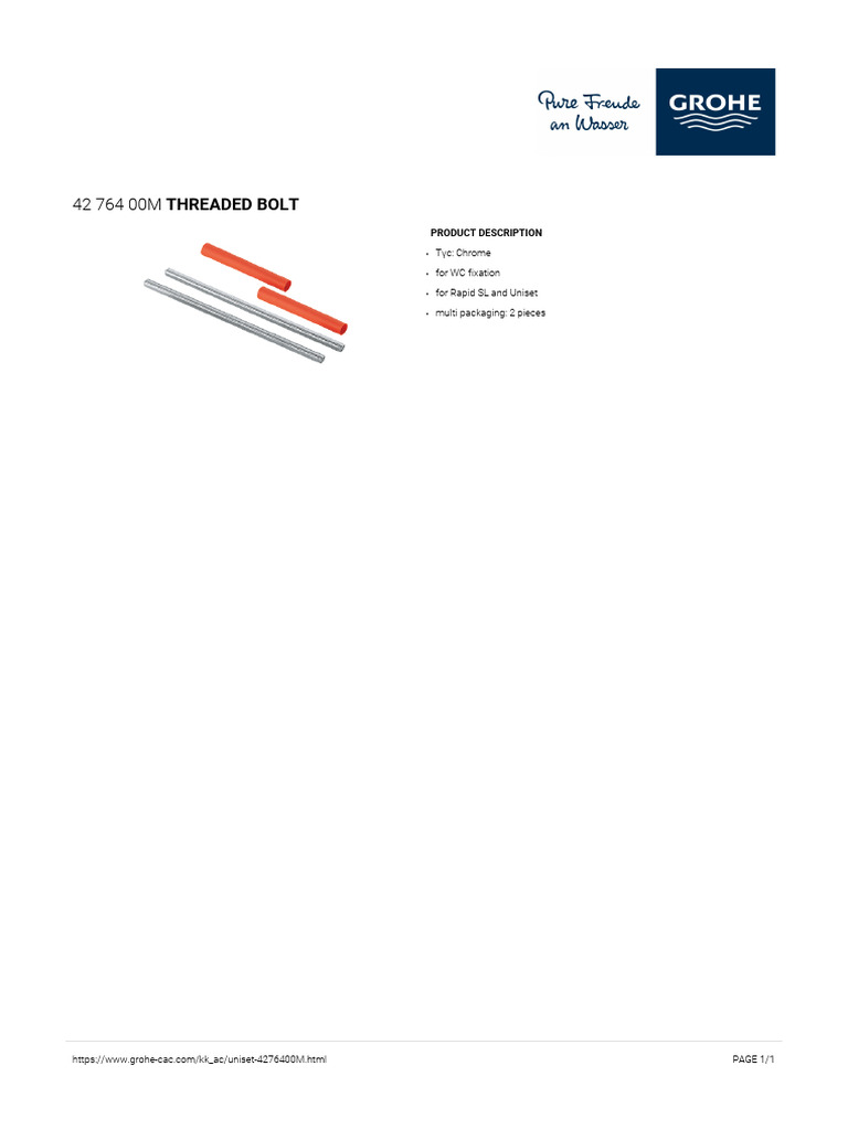 GROHE Specification Sheet 4276400M | PDF