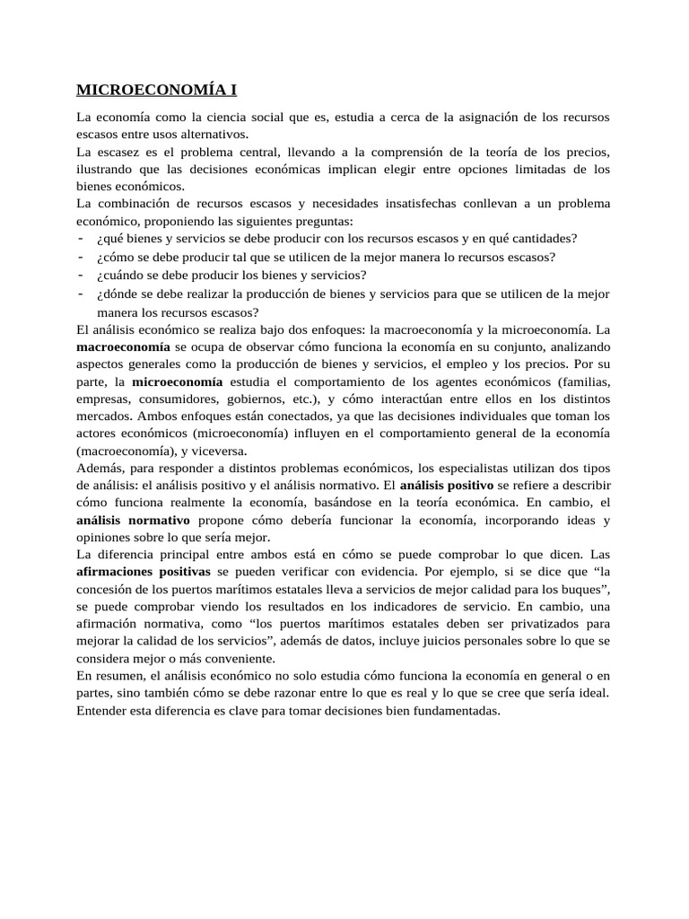 Microeconomía I | PDF | Microeconomía | Ciencias económicas