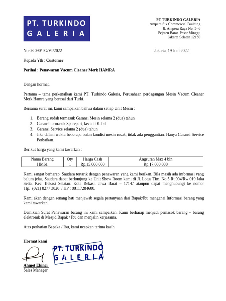 Surat Penawaran | PDF