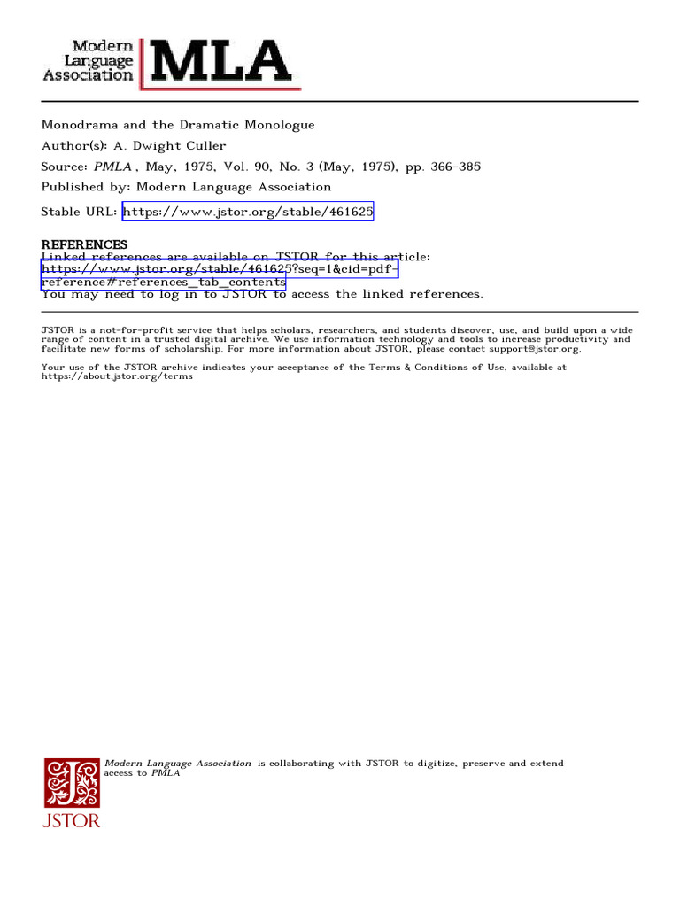 Monodrama and The Dramatic Monologue | PDF | Narration | Poetry