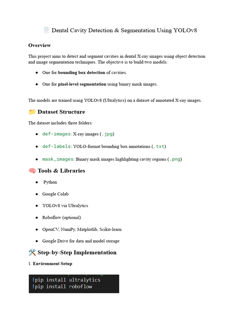 ? Dental Cavity Detection & Segmentation Using YOLOv8 | PDF