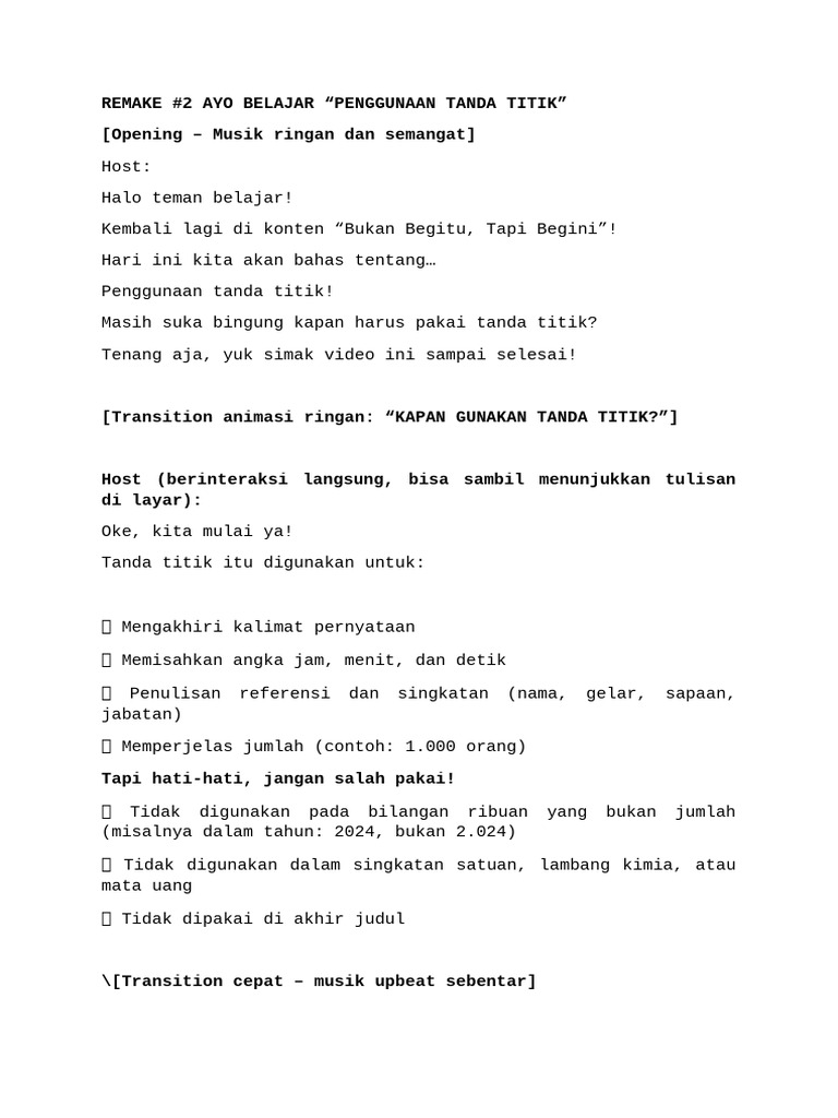 Remake #2 "Penggunaan Tanda Titik" | PDF
