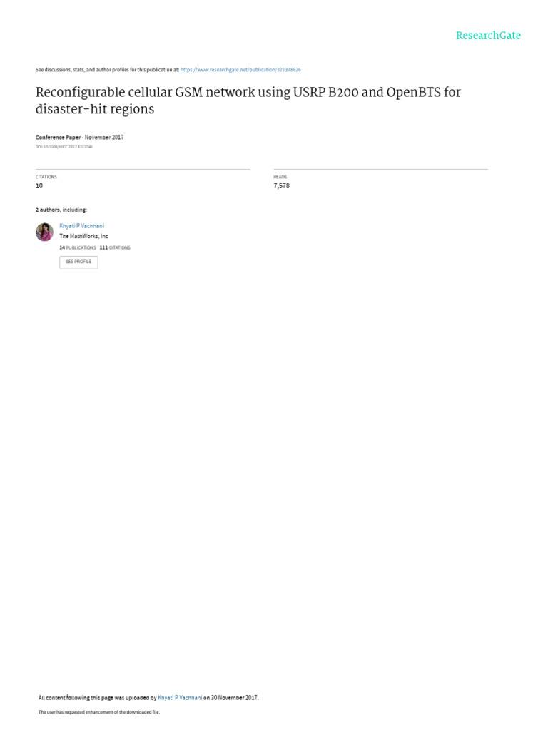 Reconfigurable Cellular GSM Network Using Usrp B200 and Openbts For Disaster-Hit Regions | PDF ...
