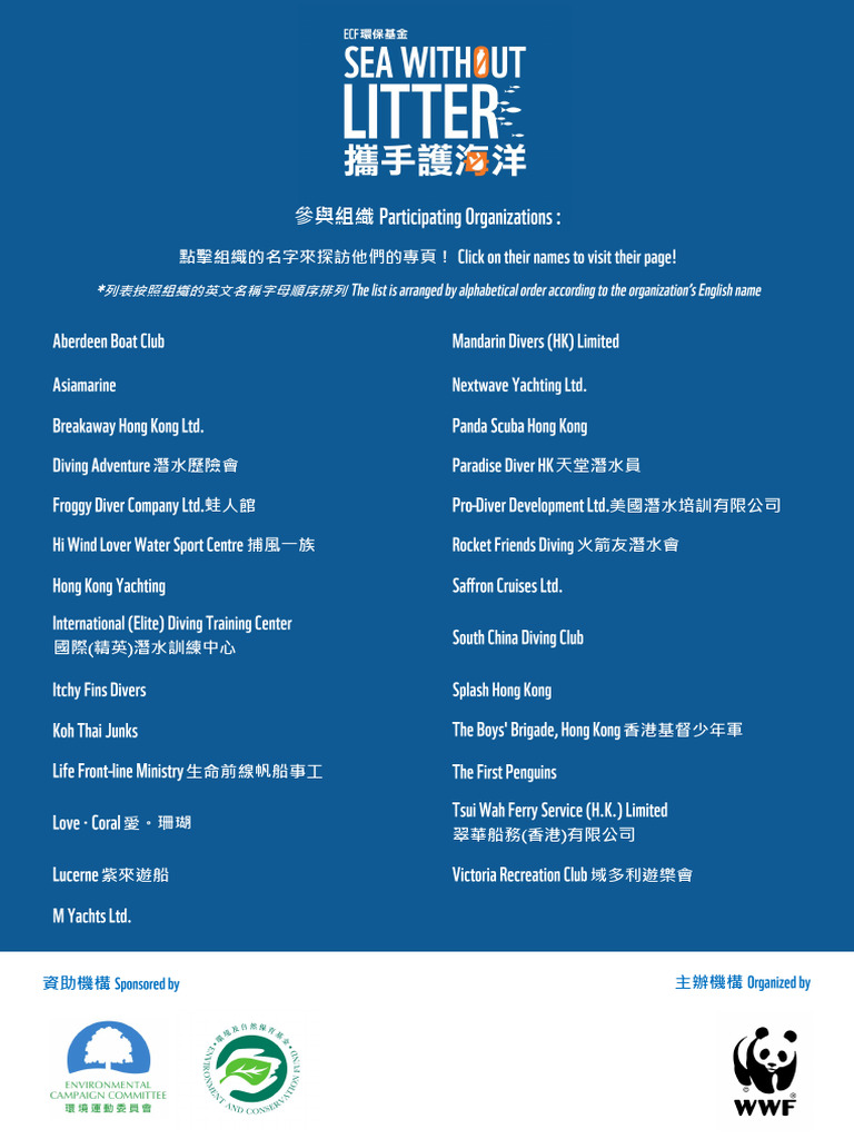 Sea Without Litter Participating Organizations | PDF