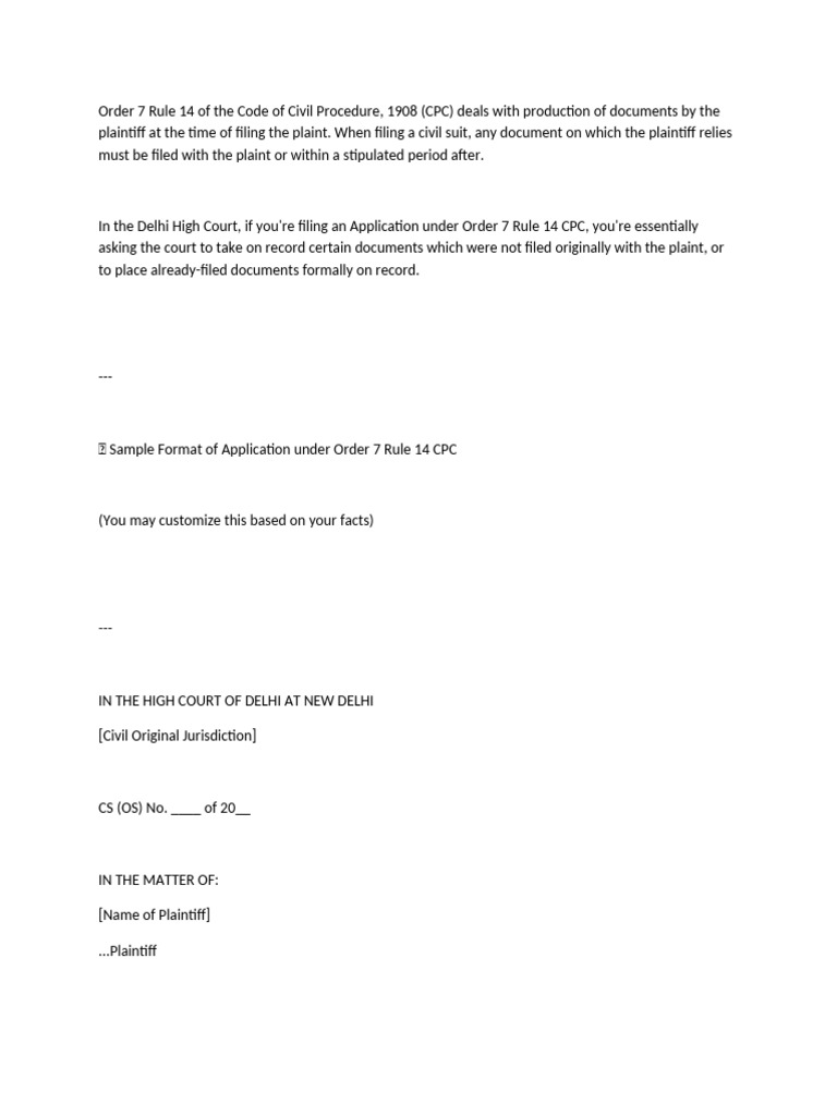 Order 7 Rule 14-WPS Office | PDF | Lawsuit | Separation Of Powers