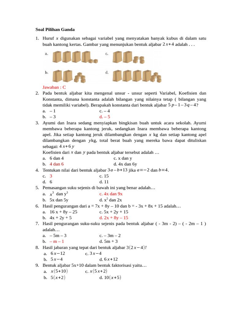 Asat Matematika Kelas 7 2425 | PDF