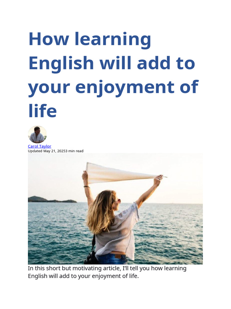 How Learning English Will Add To Your Enjoyment of Life | PDF | English ...