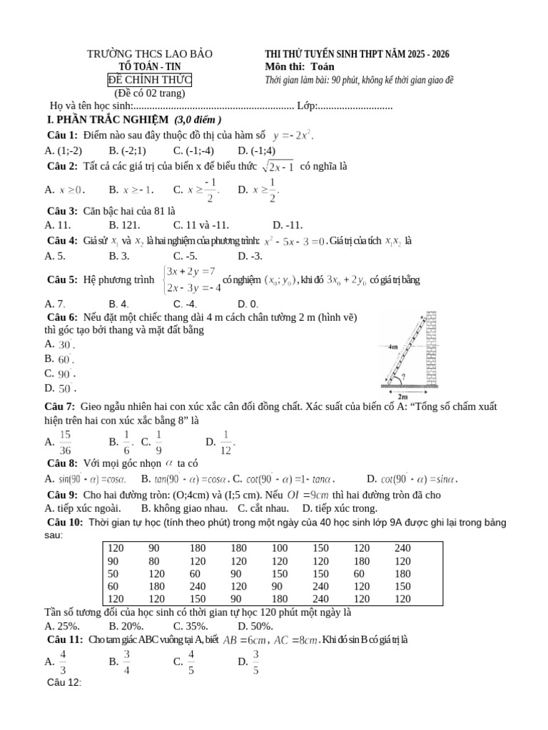 Thi Thu Ts Lan 1.Thcs | PDF