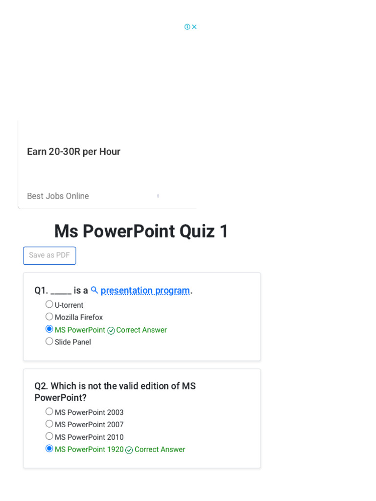 Powerpoint Mcq Questions and Answers | PDF
