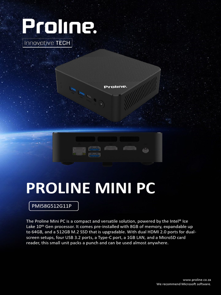 Proline Mini PC Specifications Overview | PDF | Personal Computers | Usb
