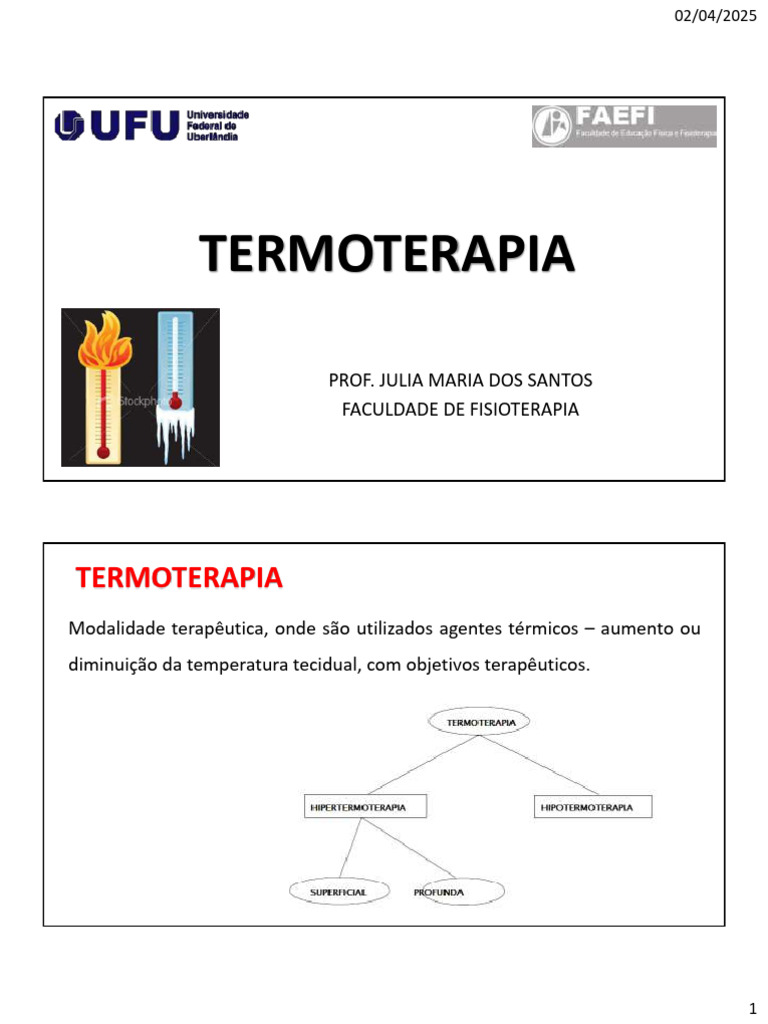 Termoterapia e Crioterapia na Fisioterapia | PDF | Radiação ...