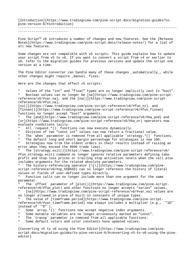 Migration Guides To Pine Script Version 6 | PDF | Boolean Data Type | Parameter (Computer ...