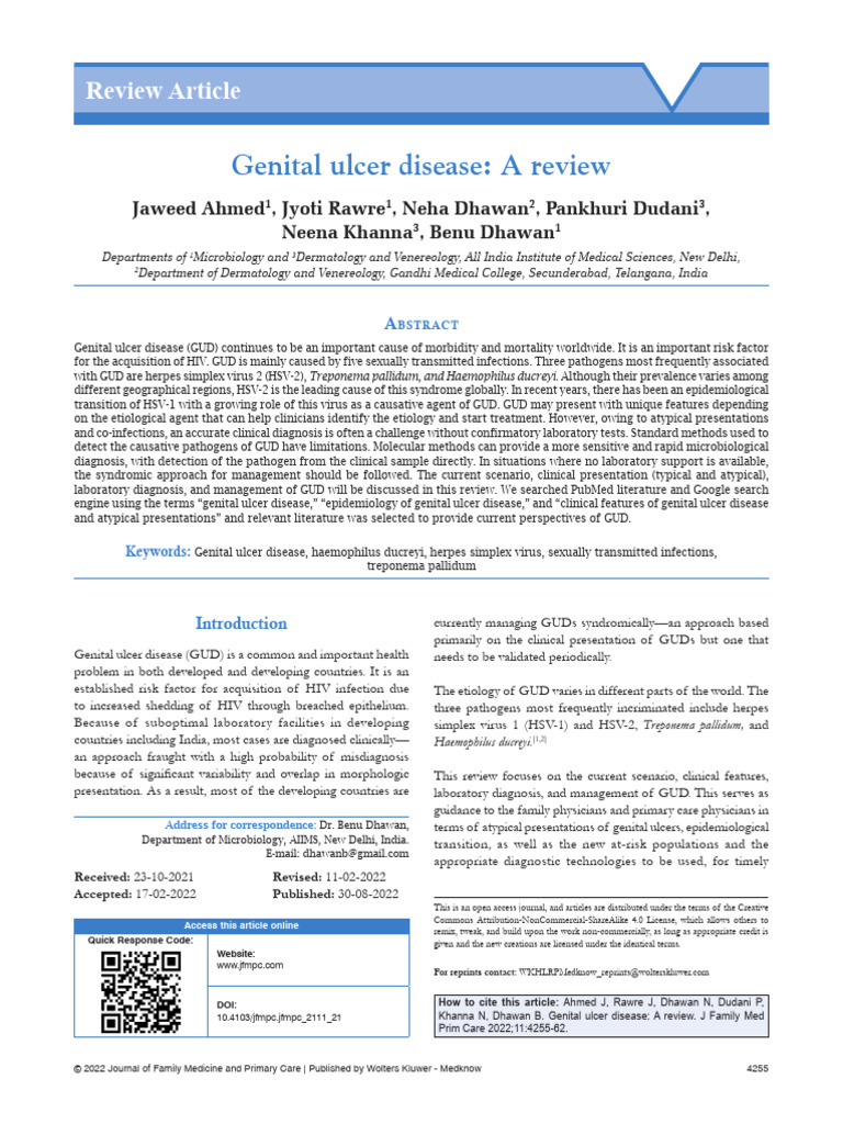 Journal 1 - Genital Ulcer Disease (GUD) PDF | PDF | Sexually Transmitted Infection | Infection