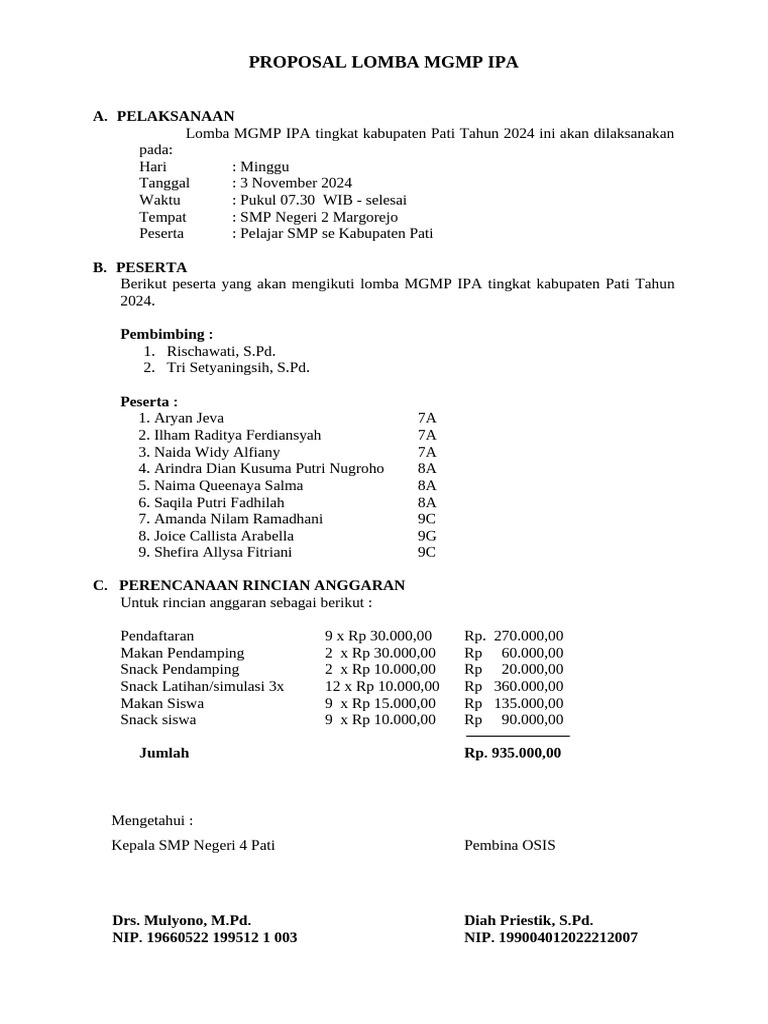Proposal Lomba Ipa MGMP 2024 | PDF