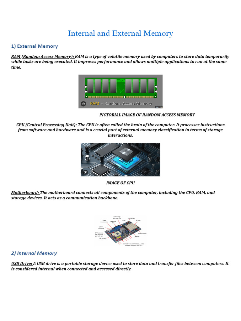 Internal and External Memory With Background | PDF