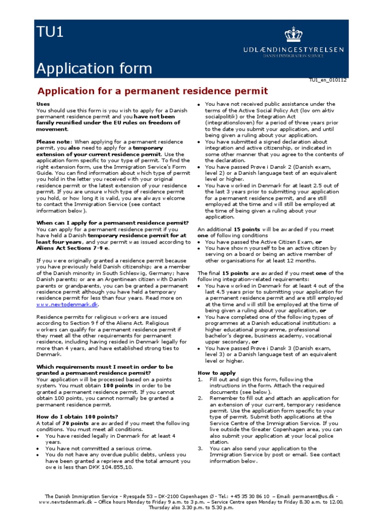 Tu1 Uk Permanent Residence Permit | PDF | Denmark | Identity Document