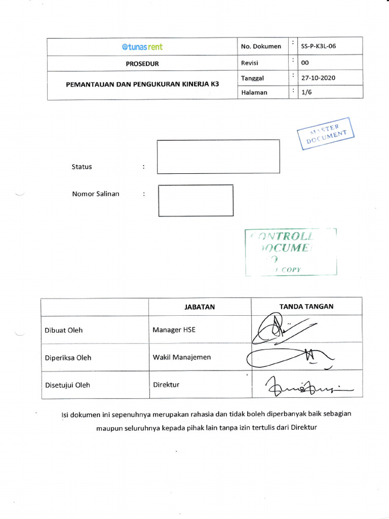 Prosedur Pemantauan Dan Pengukuran Kinerja K3 | PDF