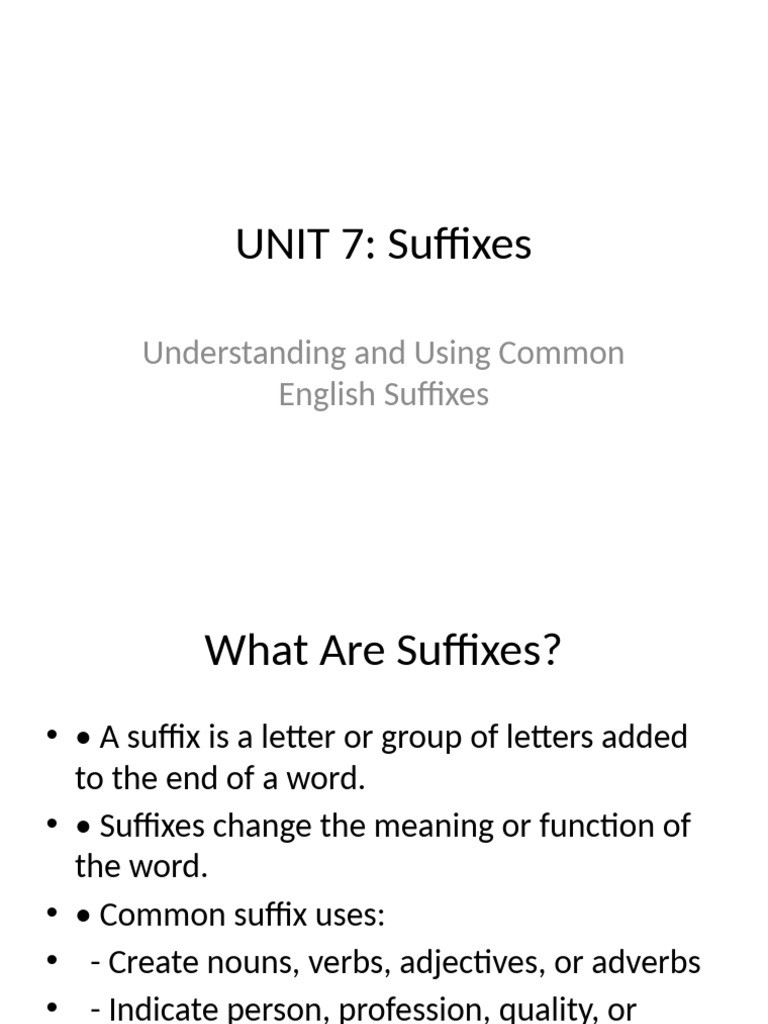A Full English Suffixes Explanation With Examples | PDF