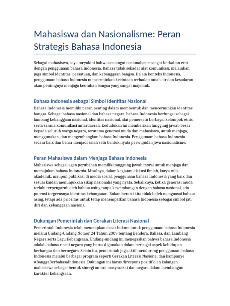 Mahasiswa Dan Nasionalisme | PDF