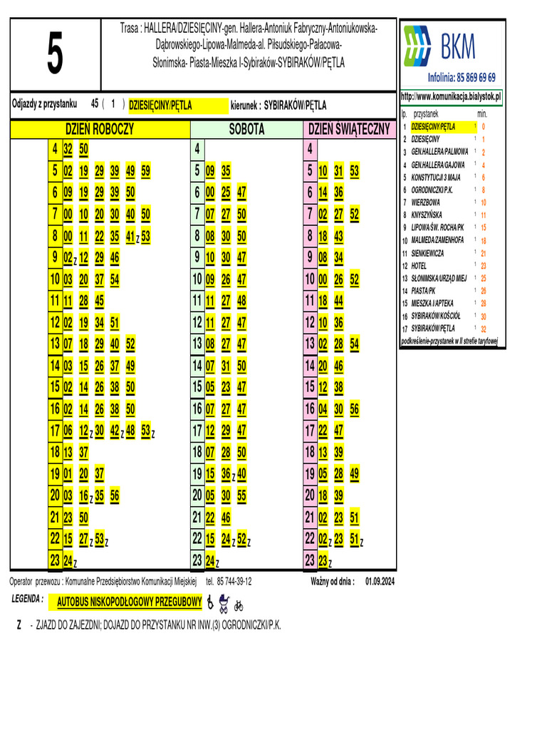 Rozklad Jazdy Linii NR 5 | PDF