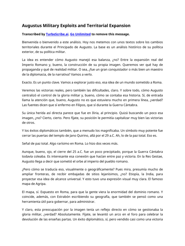 Augustus Military Exploits and Territorial Expansion | PDF | Augusto ...