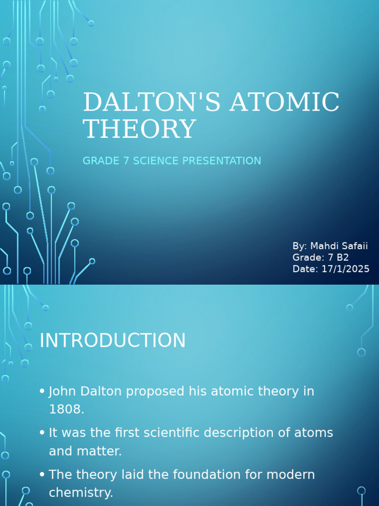 Daltons Atomic Theory Grade7 | PDF