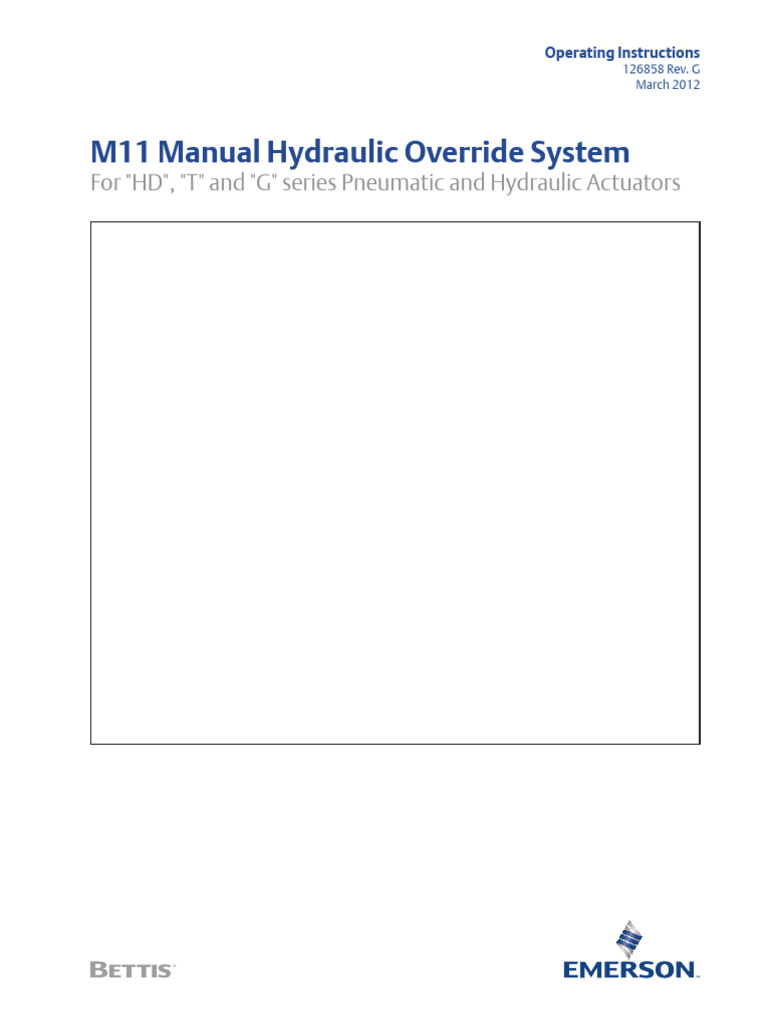 Manual m11 Manual Hydraulic Override System Operating Instructions For "HD" "T" "G Series ...