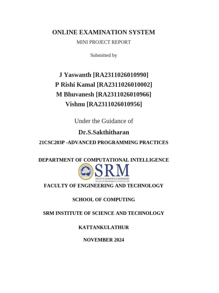 Online Examination System App Project Report | PDF | Usability | Computer Security