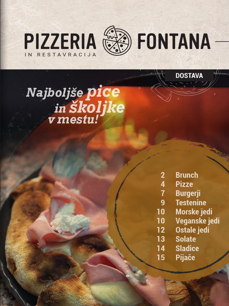 Pizzeria Fontana Menu A4 Dostava Julij2024 Mailing | PDF