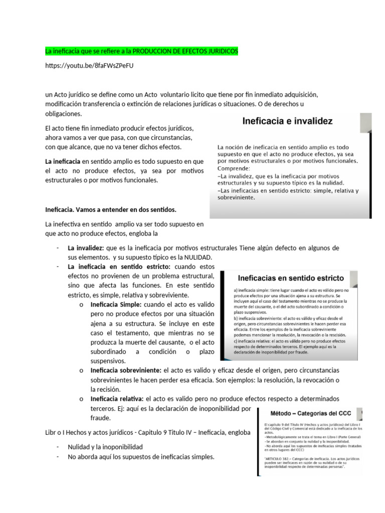 Ineficacia de Los Actos Juridicos Clase Nicolás Lafferriere | PDF | Nulo (ley) | Propiedad