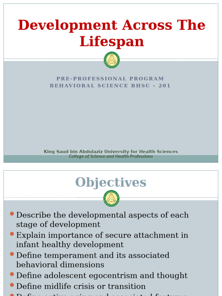 Lecture 22 A - Development Across The Lifespan | PDF | Attachment ...