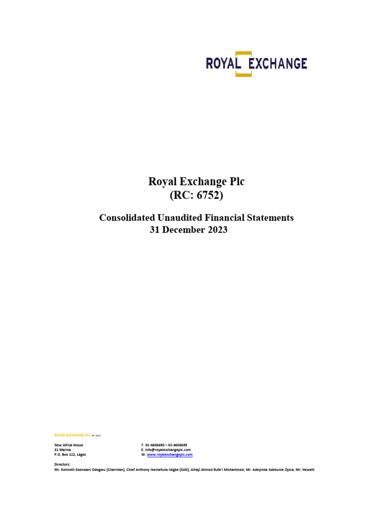 2023 40144 Royal Exchange Plc. - Year End - Financial Statement For ...