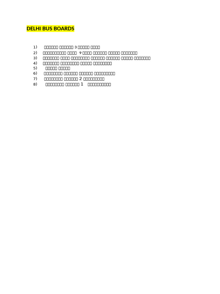 Delhi Bus Boards | PDF