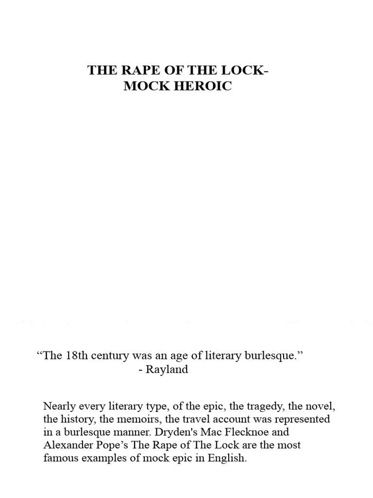 Rape of The Lock. Mock Heroic. | PDF