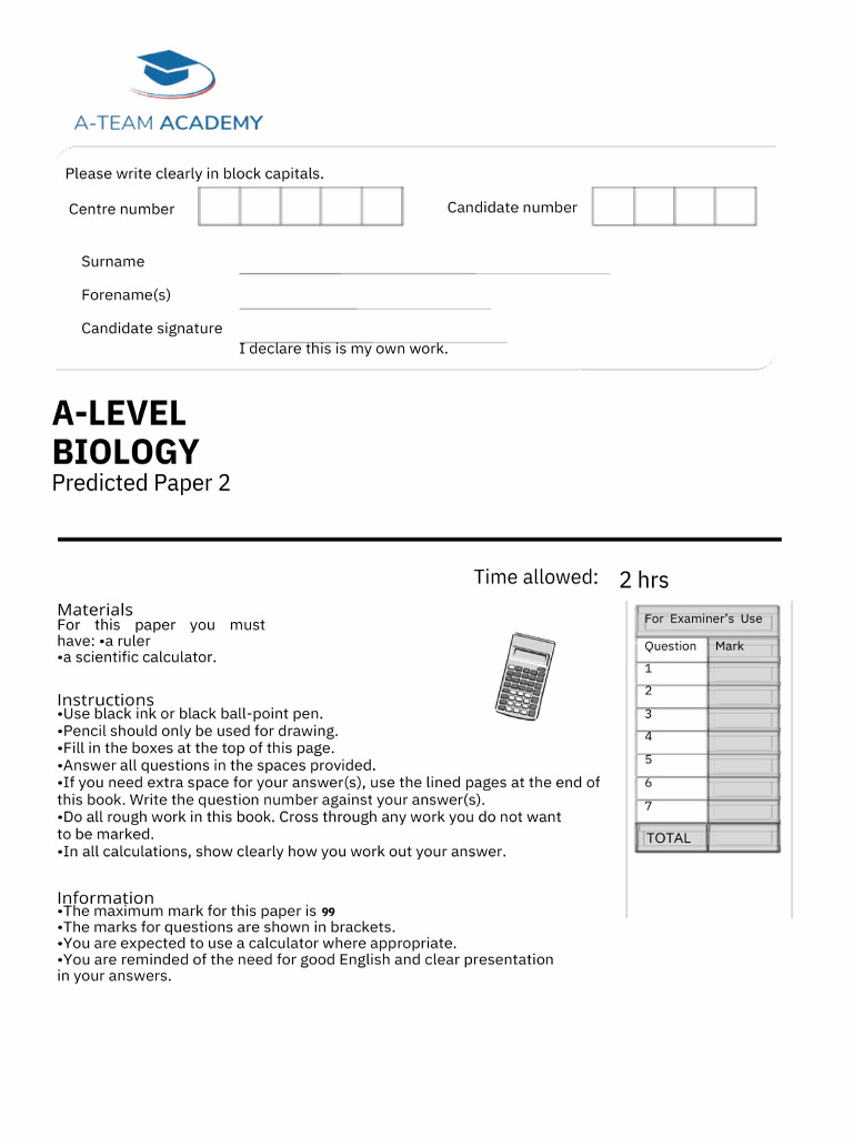 A Level Biology Paper 2 | PDF