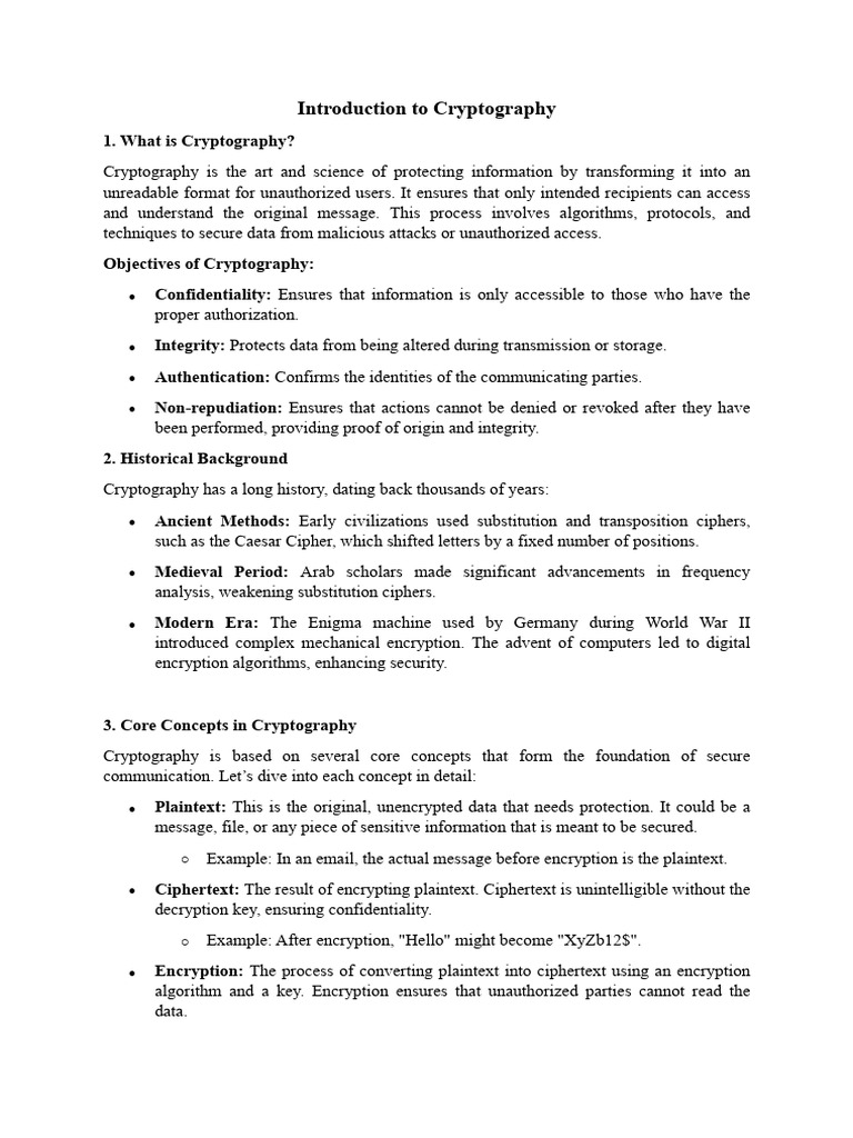 Unit 4 Introduction To Cryptography | PDF | Key (Cryptography) | Encryption