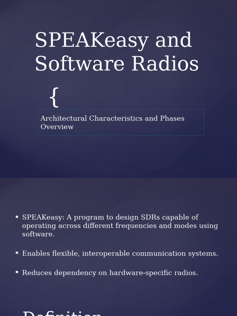 SPEAKeasy SDR Presentation | PDF | Software Defined Radio | Information And Communications ...
