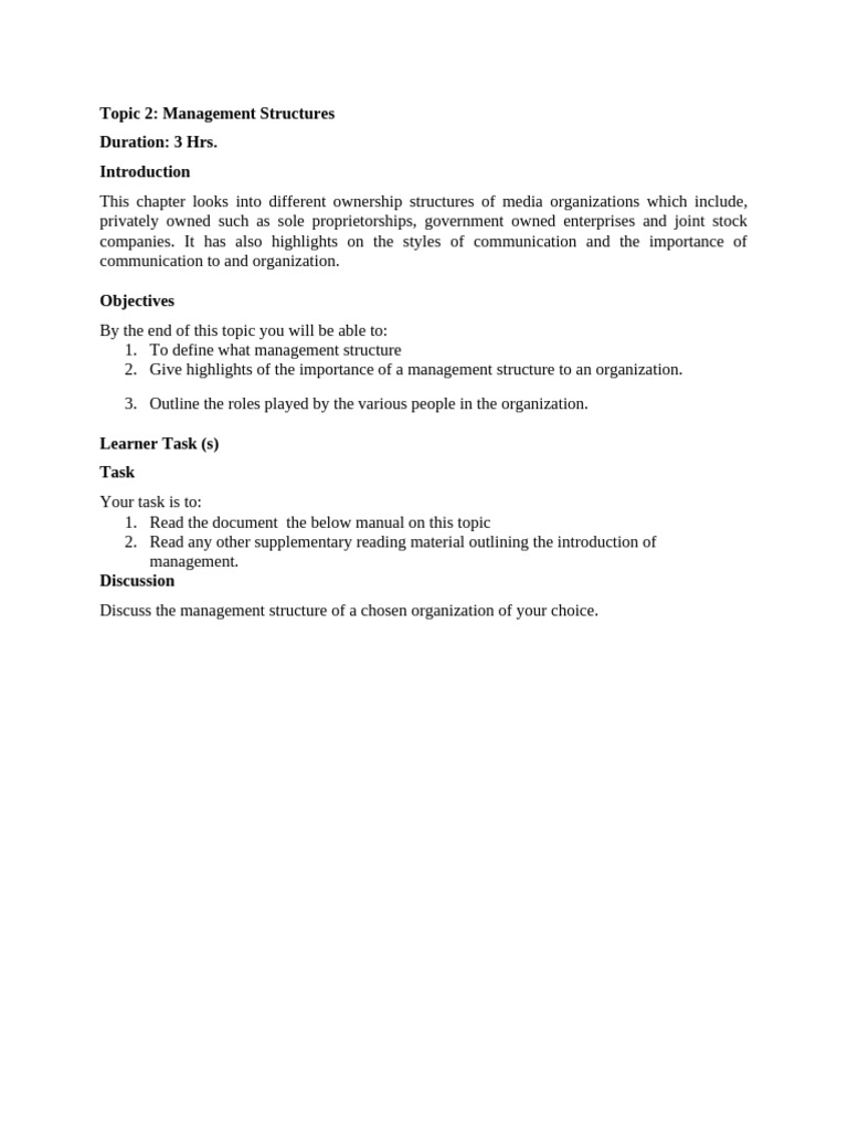 Topic 2 Management Structures | PDF | Board Of Directors | Stocks