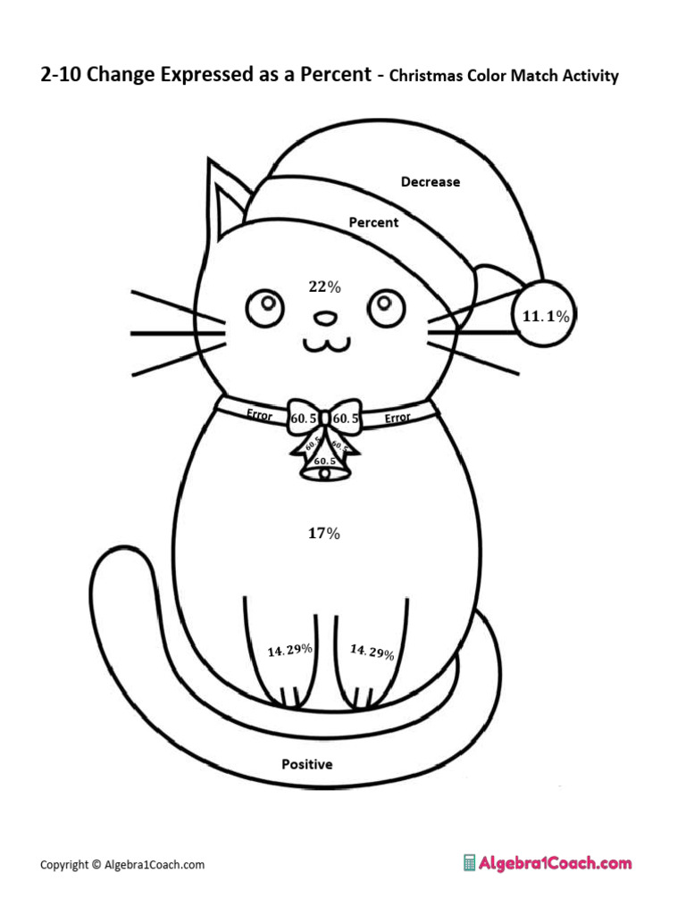 2 10 Change Expressed As A Percent SE Christmas Color Match Activity | PDF