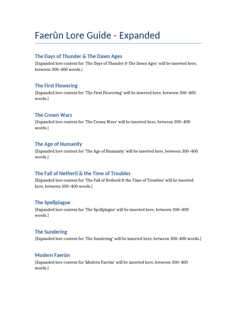 Faerun Lore Expanded Draft | PDF