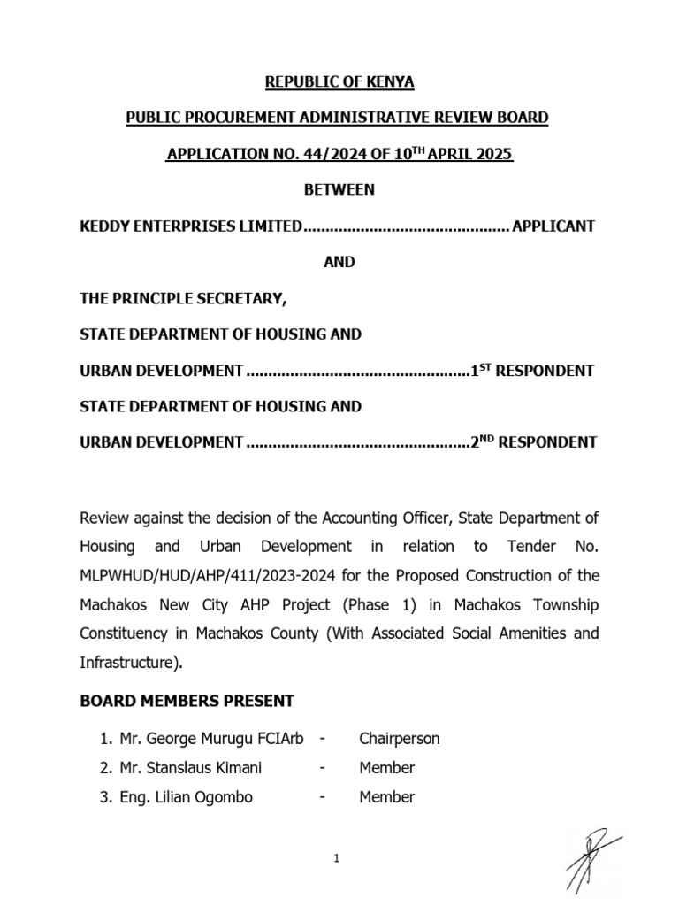 Decision in Application No. 44 of 2025 - Keddy Enterprises Limited vs. State Department of ...
