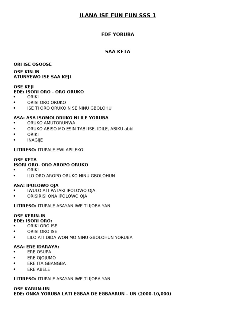 Sss 1 Yoruba | PDF