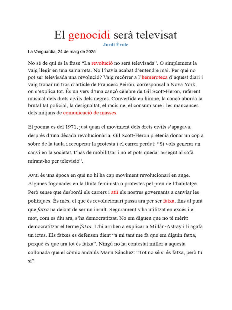El Genocidi Serà Televisat | PDF