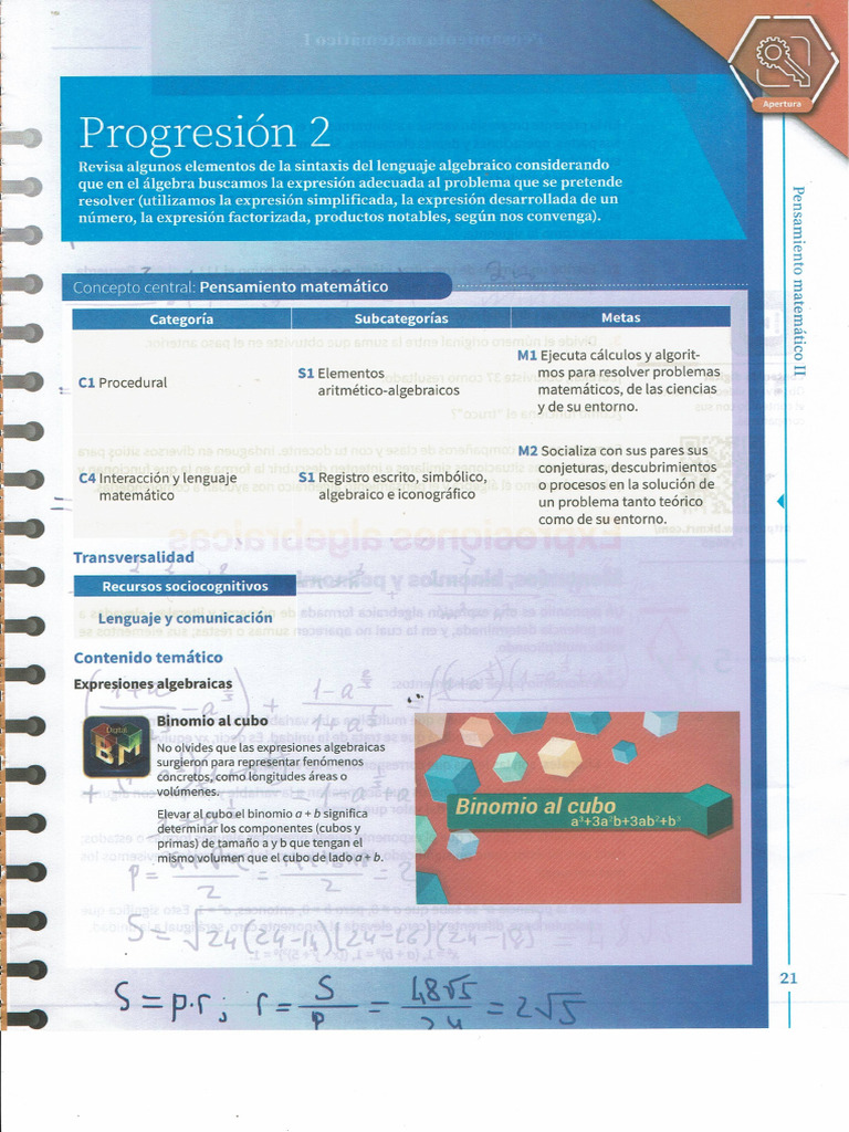 Progresion 2 Pensamiento Matematico II Ing Sarabia | PDF