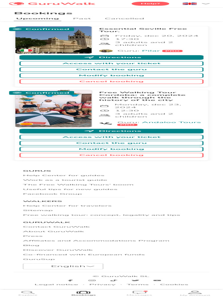 GuruWalk Tour Bookings Overview | PDF