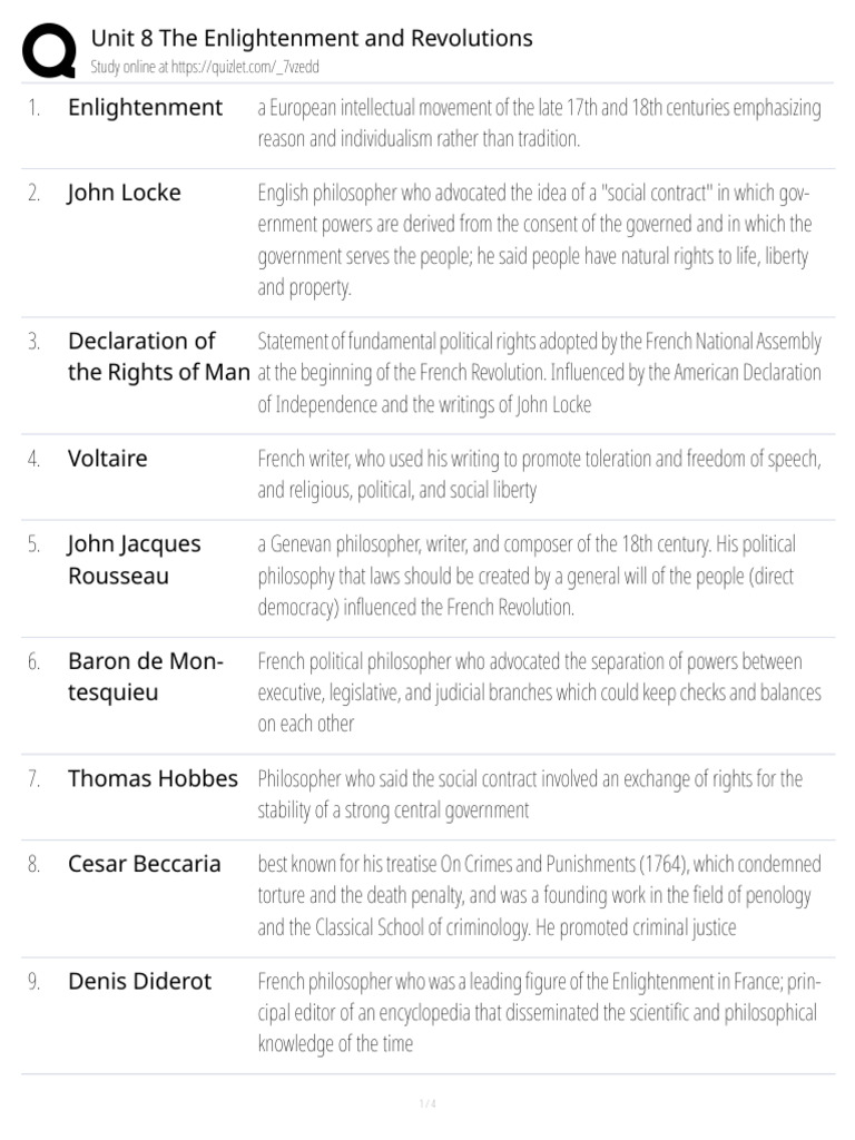 Unit 8 The Enlightenment and Revolutions | PDF | Age Of Enlightenment ...