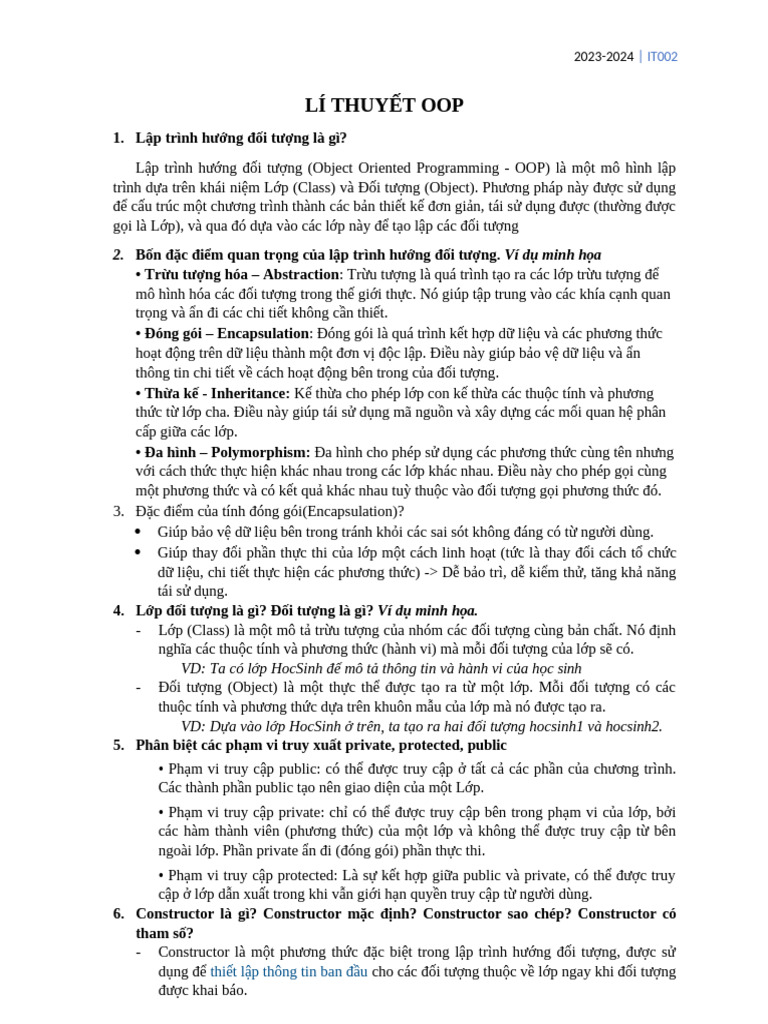 Li Thuyet Oop - P | PDF